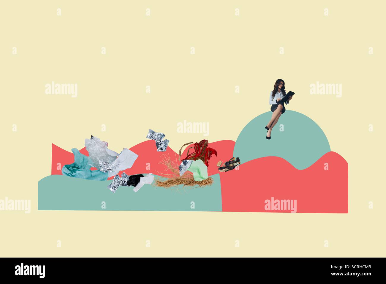 Modern earth day collage showing hills of trash highlighting pollution ...