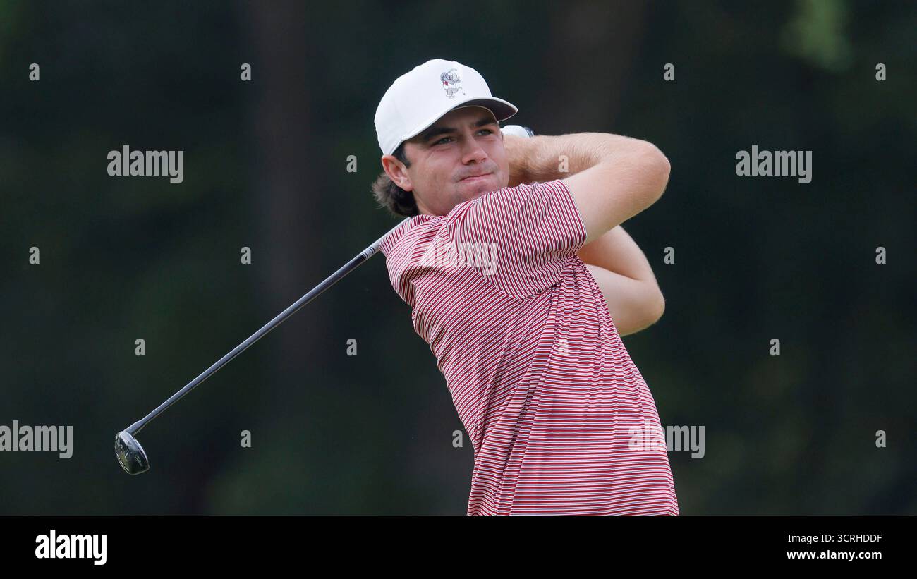 Alabama golfer Luke Powell tees off during the Ben Hogan Collegiate ...