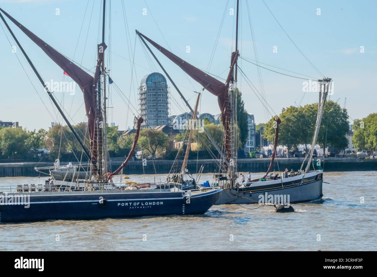 Two Thames sailing barges on River Thames, London, UK Stock Photo - Alamy
