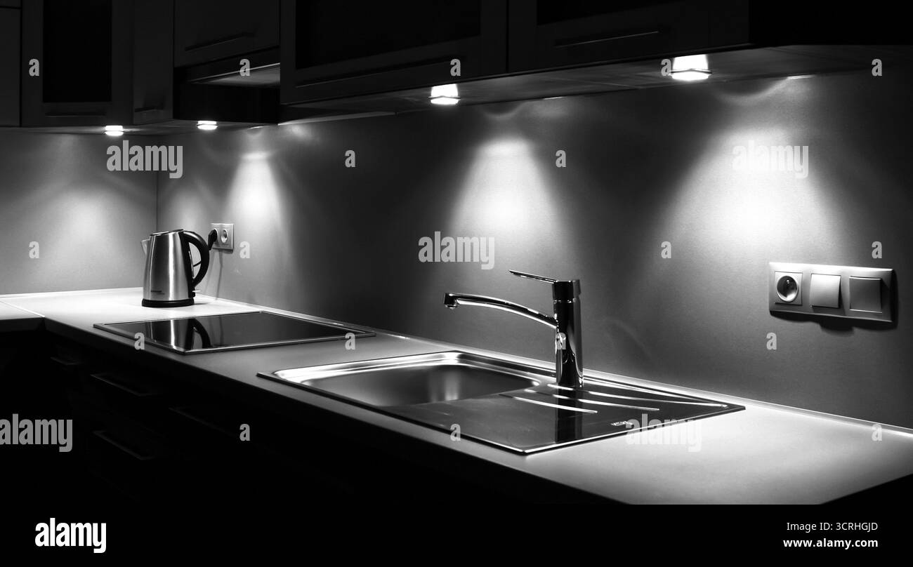 Contemporary countertop Black and White Stock Photos & Images - Alamy