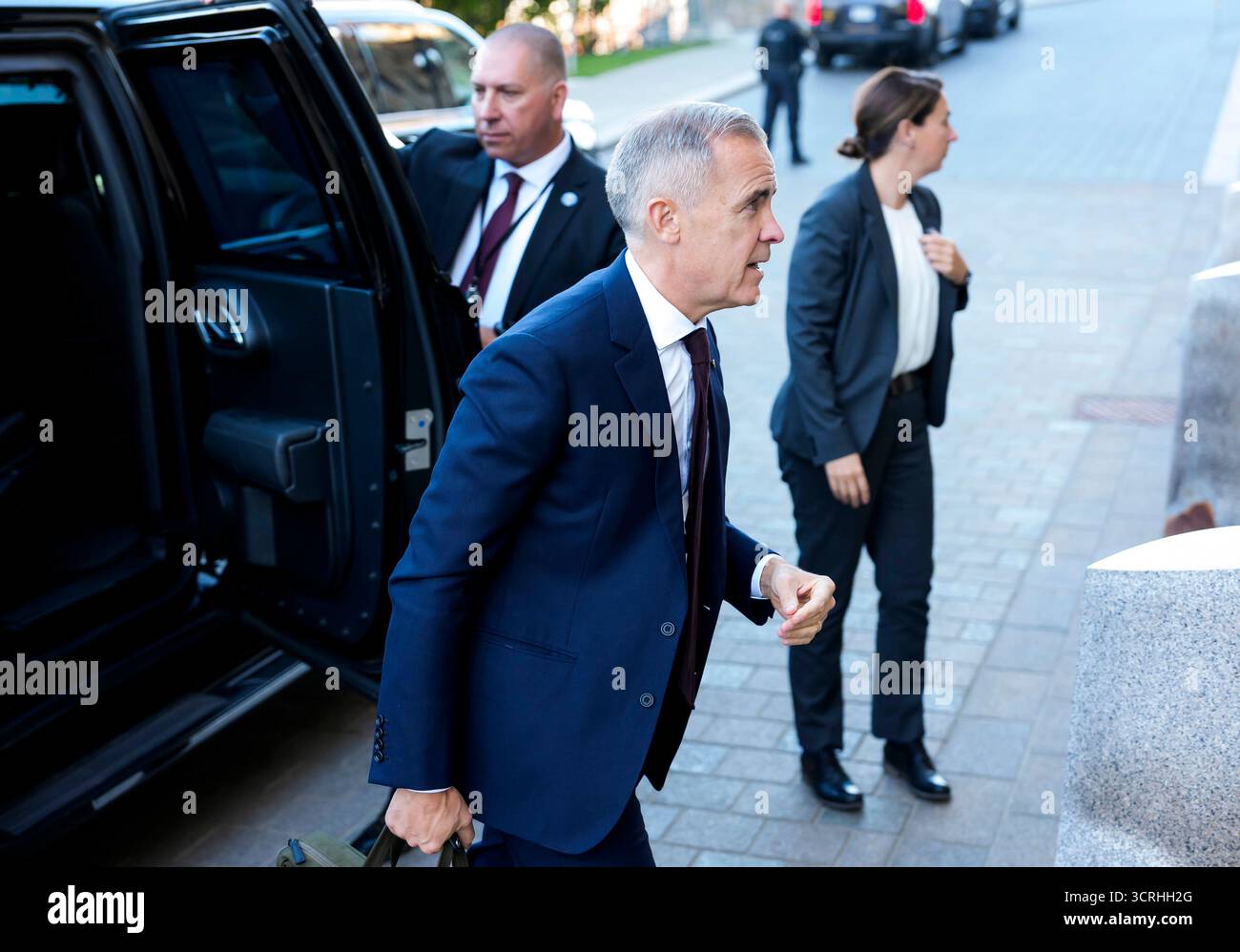 Prime Minister Mark Carney arrives on Parliament Hill in Ottawa before ...