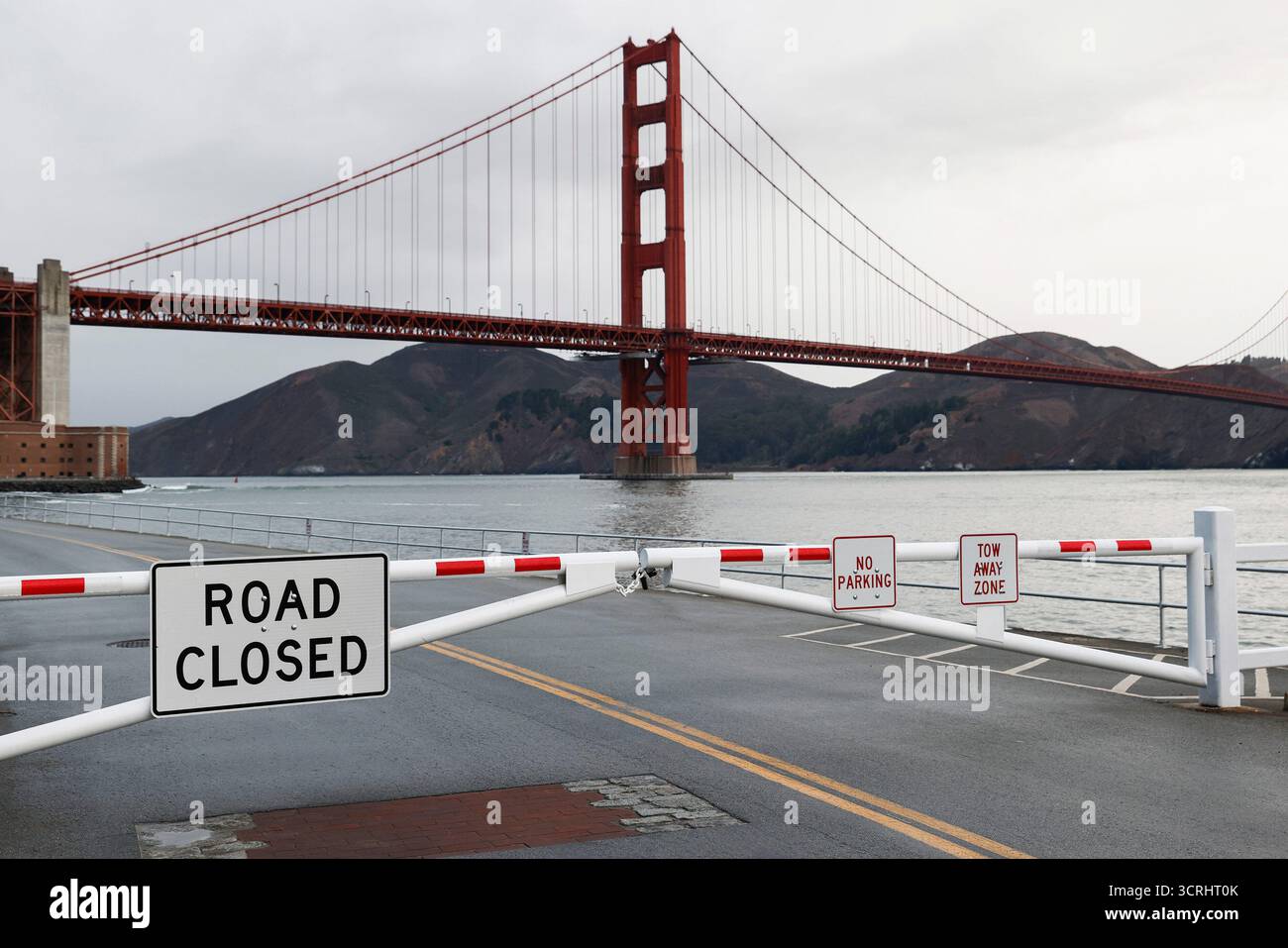 The road to Fort Point National Historic Site from Crissy Field in San ...