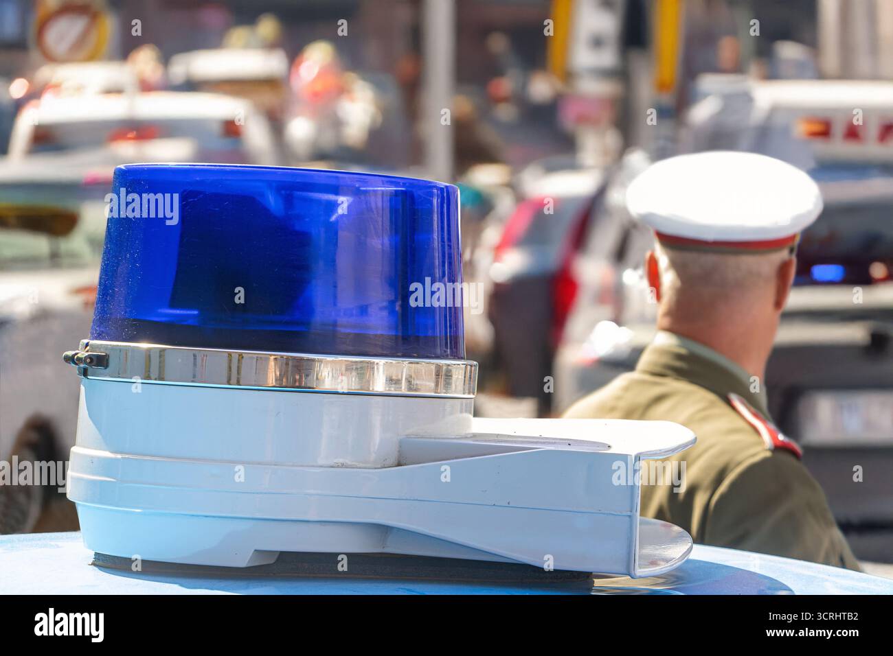 Police car beacon center hi-res stock photography and images - Alamy
