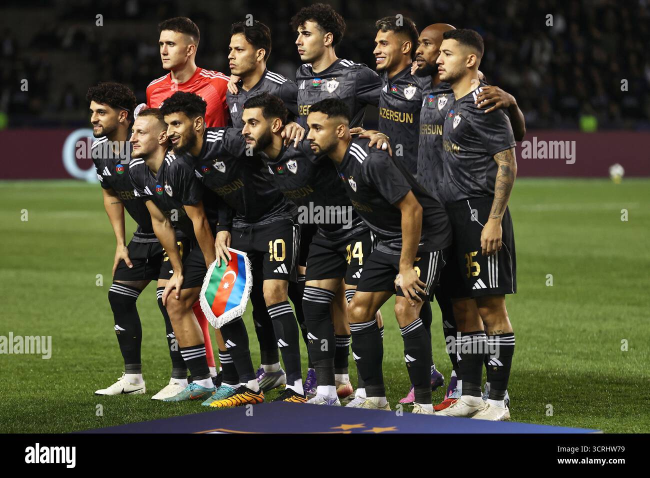 Qarabag's players pose for a photo ahead of the Champions League ...