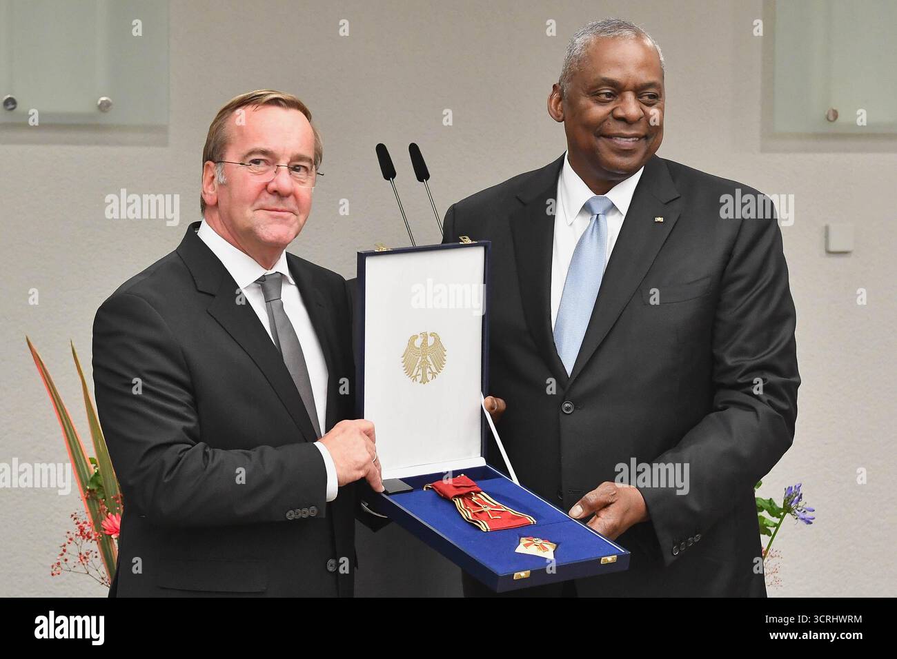 German Defence Minister Boris Pistorius, left, receives former US ...