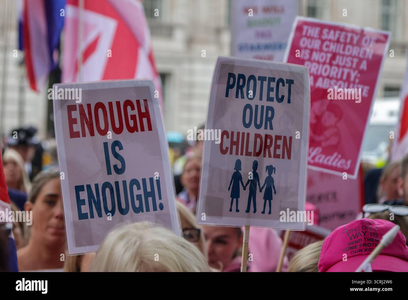 London. UK. 01 October 2025. Demonstrators holding placards, banners ...