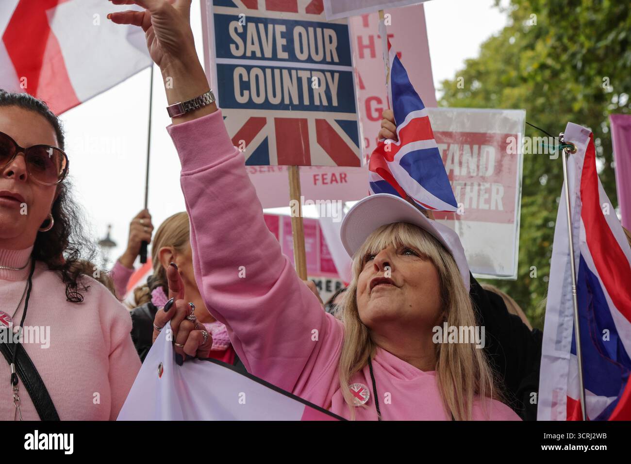 London. UK. 01 October 2025. Demonstrators holding placards, banners ...