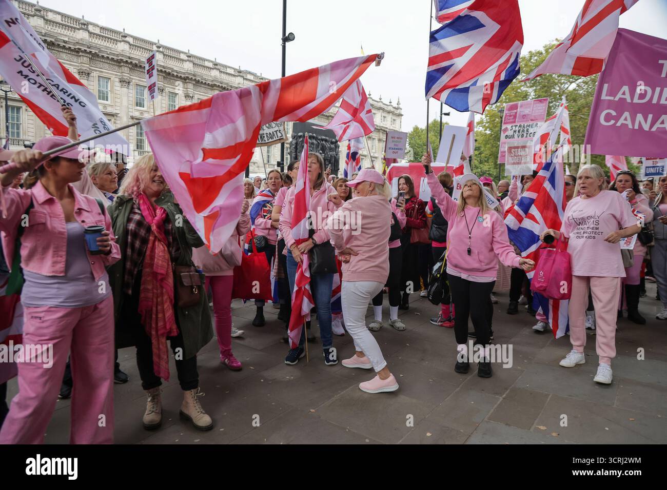 London. UK. 01 October 2025. Demonstrators holding placards, banners ...