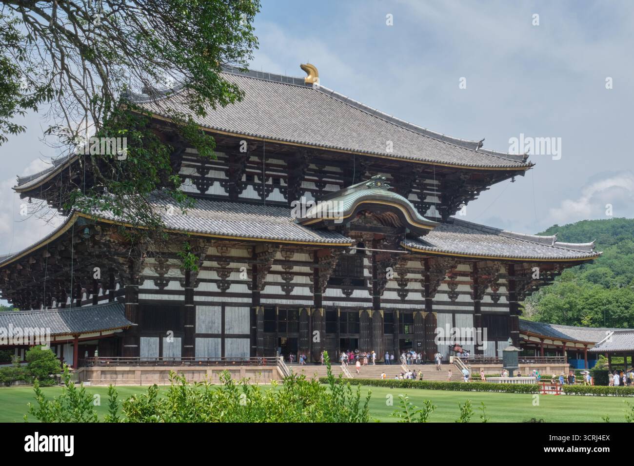 Traditional Japanese temple with curved roof and wooden architecture ...