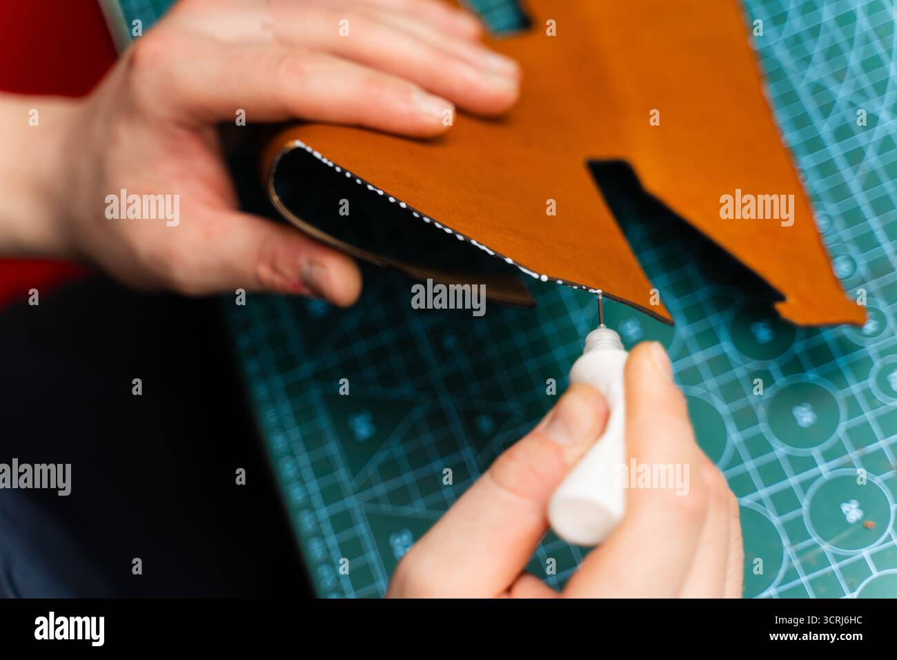 Gluing leather edges stitching hi-res stock photography and images - Alamy