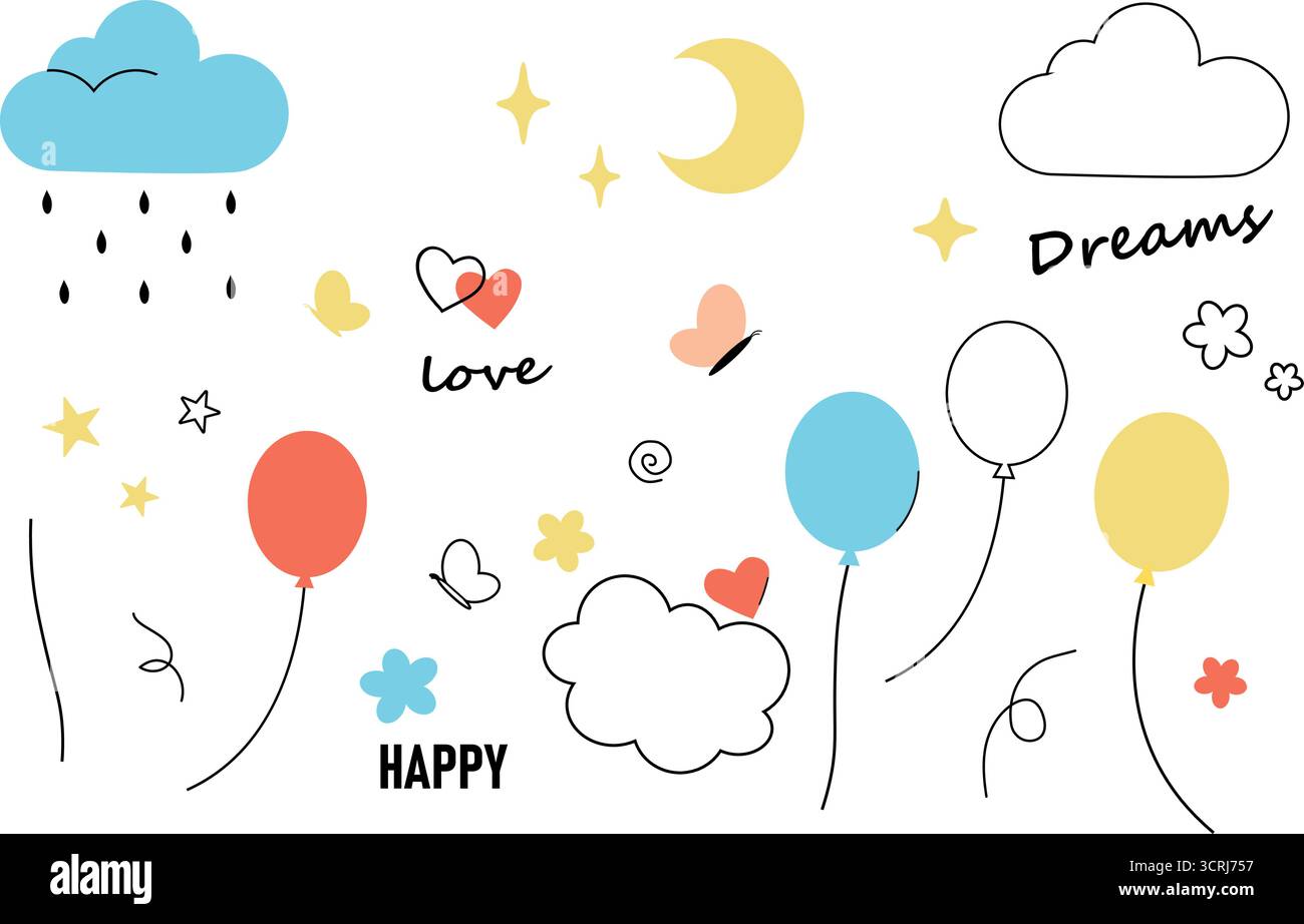 Moon stars set half Stock Vector Images - Alamy