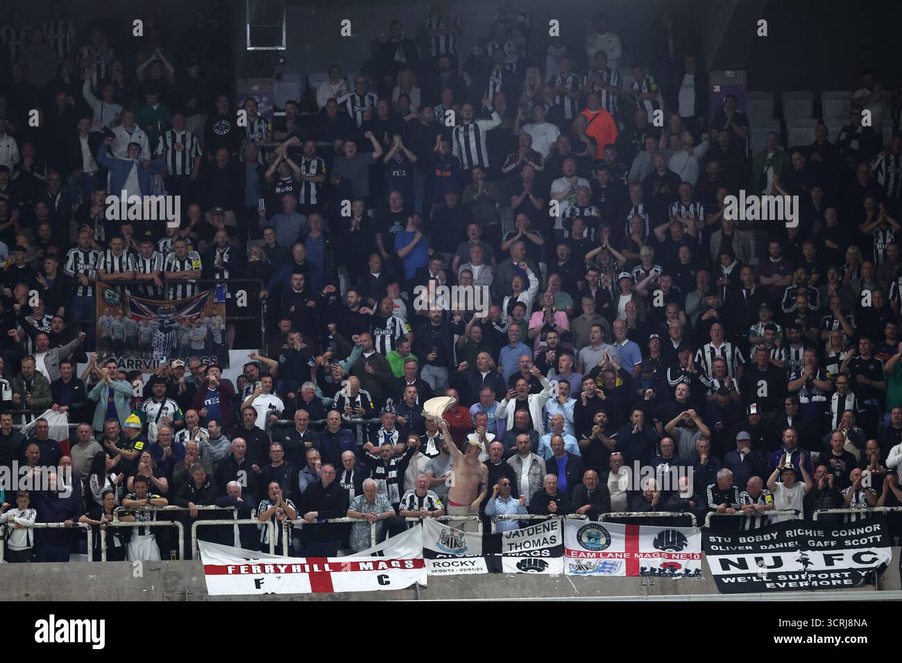 Newcastle United fans in the stands during the UEFA Champions League at ...