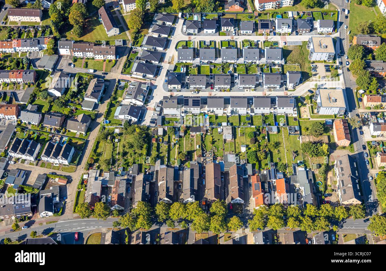 Luftbild, Neubau Einfamilienhaus Reihenhäuser Wohnsiedlung Erich ...