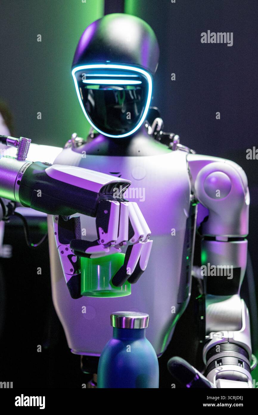 Turin, Italy. 1st October 2025. Humanoid robot Unitree G1 (by Unitree ...