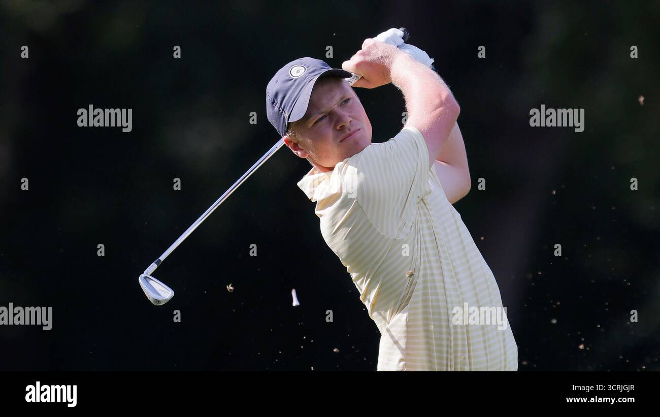 Georgia Tech golfer Albert Hansson tees off during the Ben Hogan ...