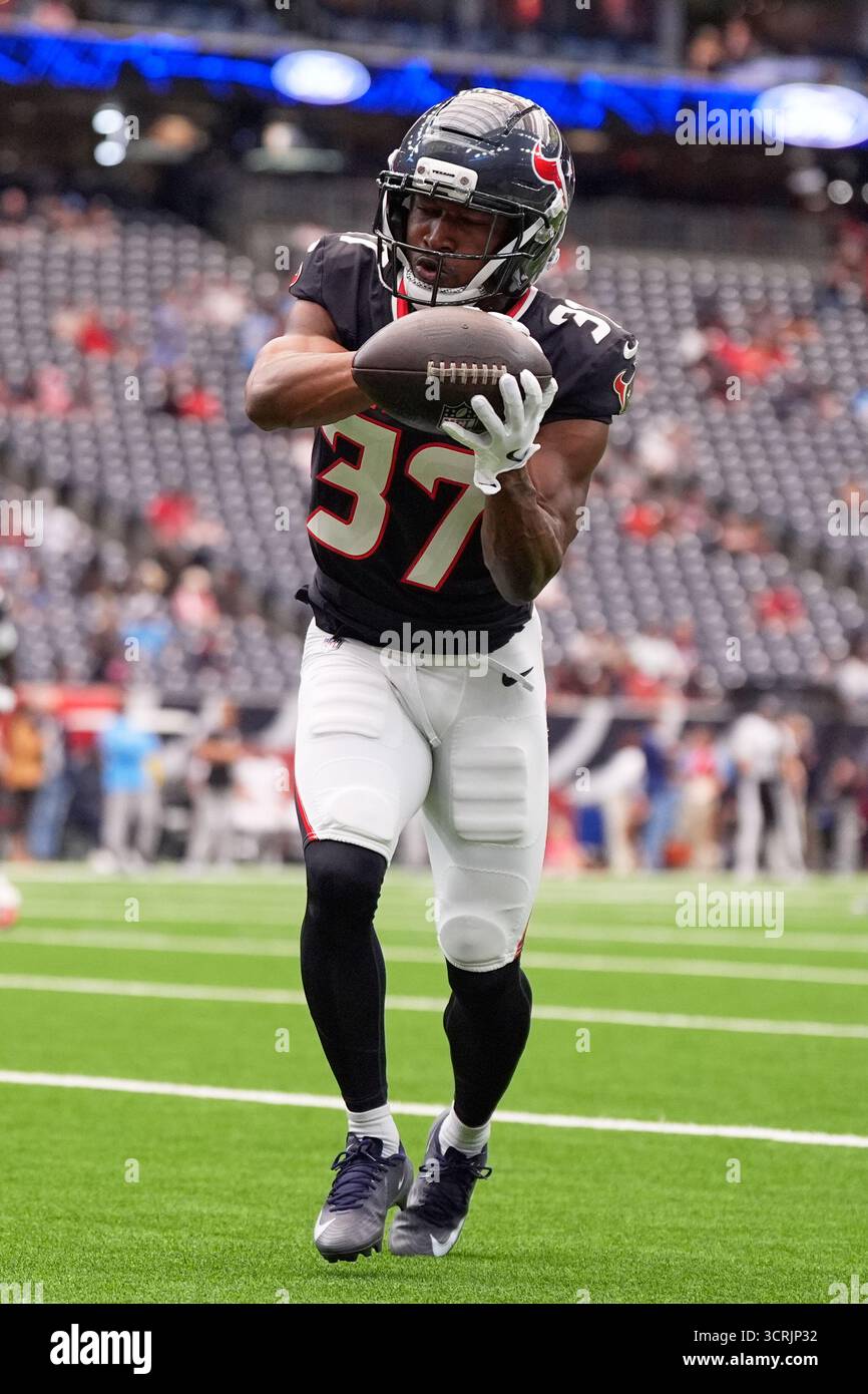 Houston Texans cornerback D'Angelo Ross warms up before an NFL football game against the ...