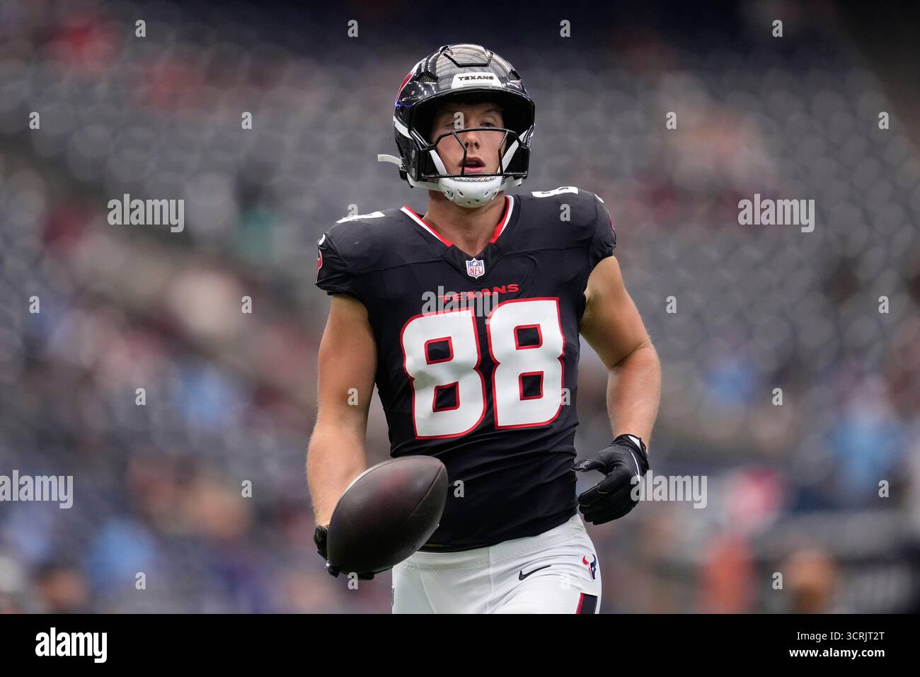 Houston Texans tight end Harrison Bryant warms up before an NFL ...