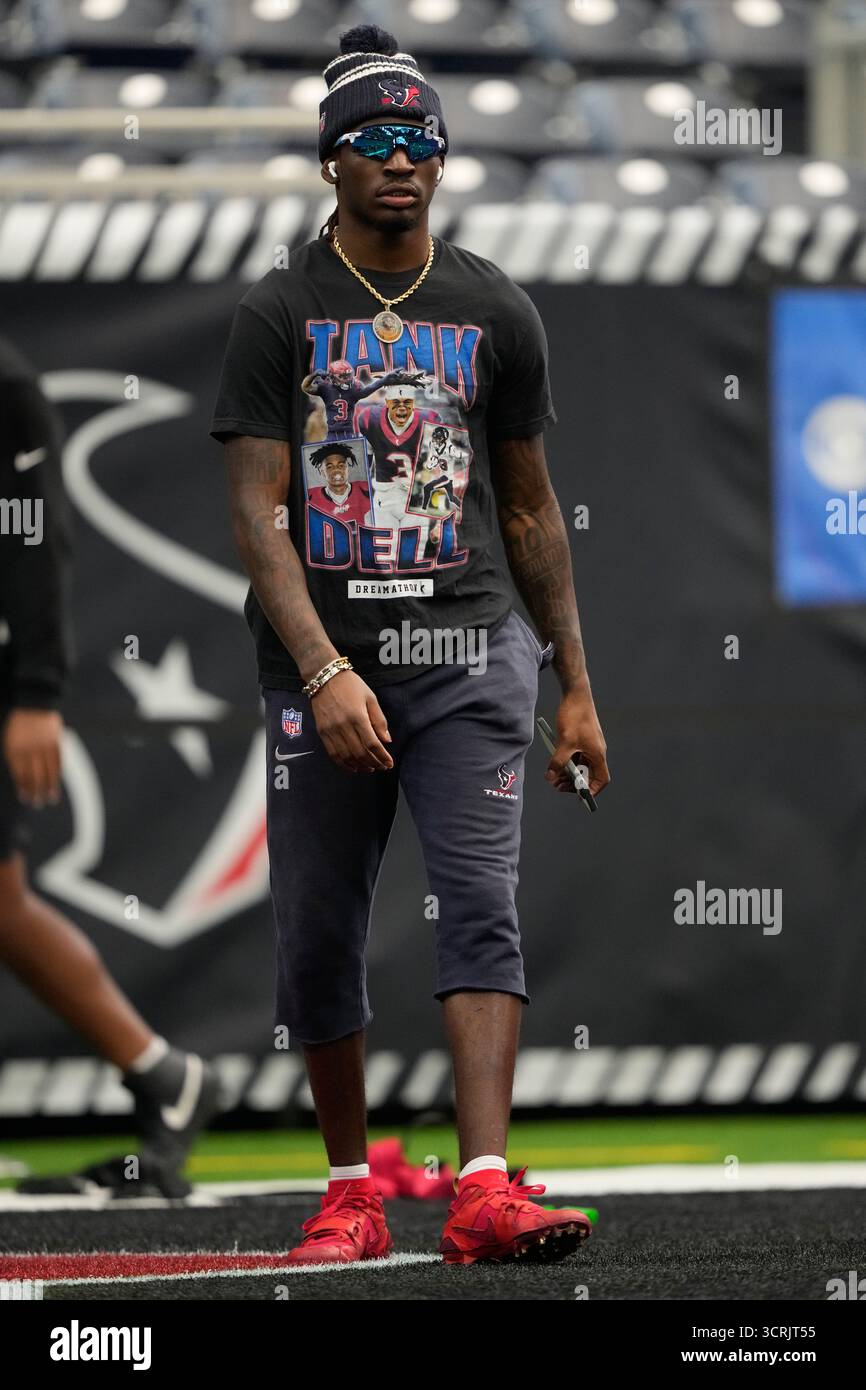 Houston Texans safety Calen Bullock warms up before an NFL football ...