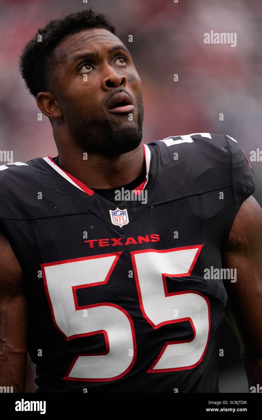 Houston Texans defensive end Danielle Hunter stands on the sideline ...