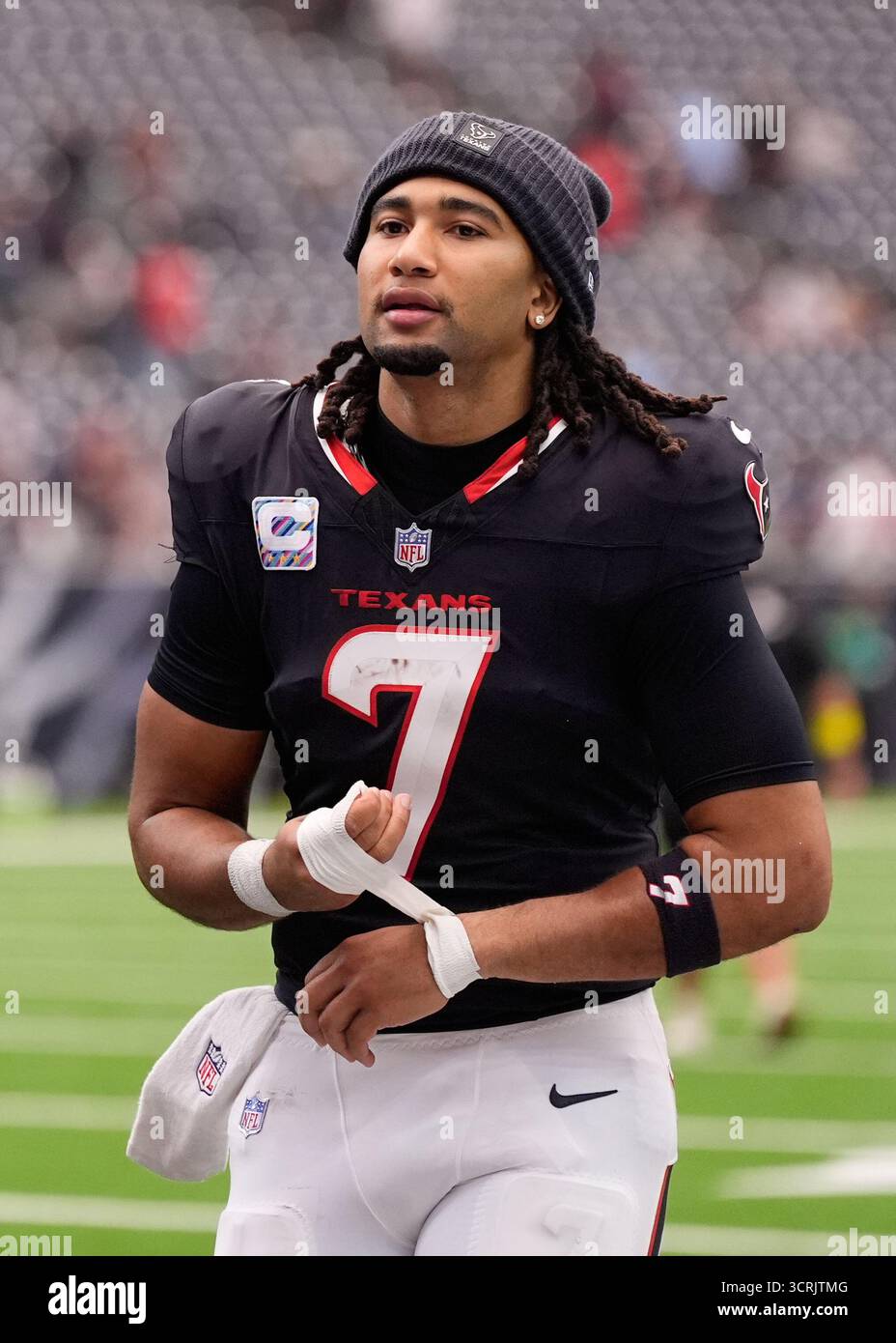 Houston Texans quarterback C.J. Stroud leaves the field after an NFL ...