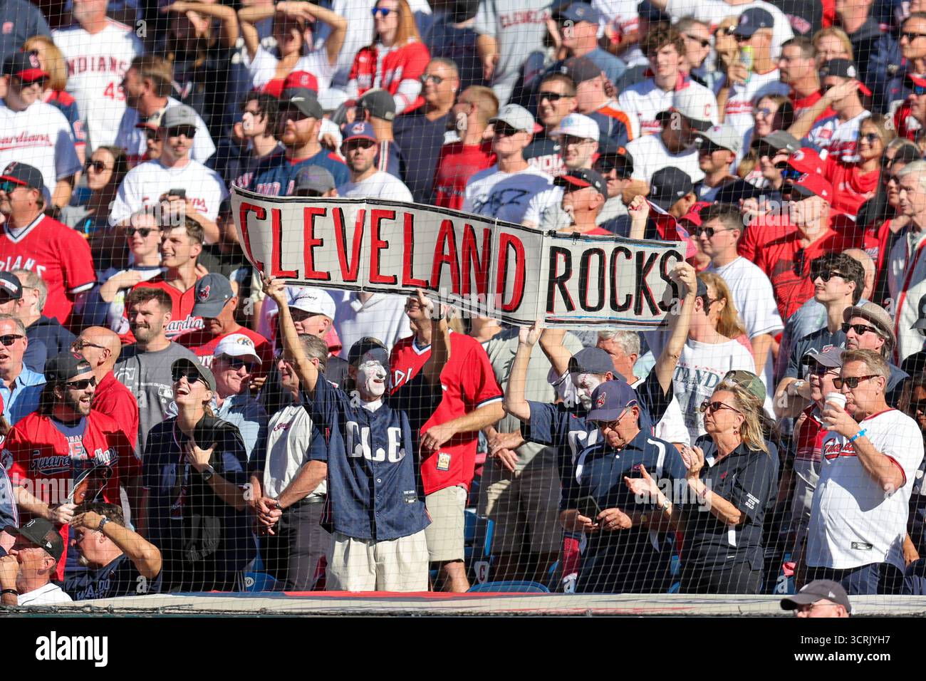 CLEVELAND, OH - OCTOBER 01: Cleveland Guardians fans celebrate during ...