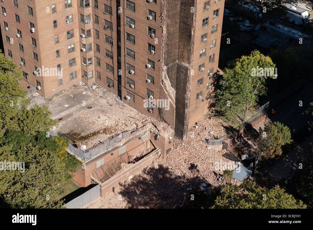 New York, NY, October 1, 2025: View of the partially collapsed 20 ...