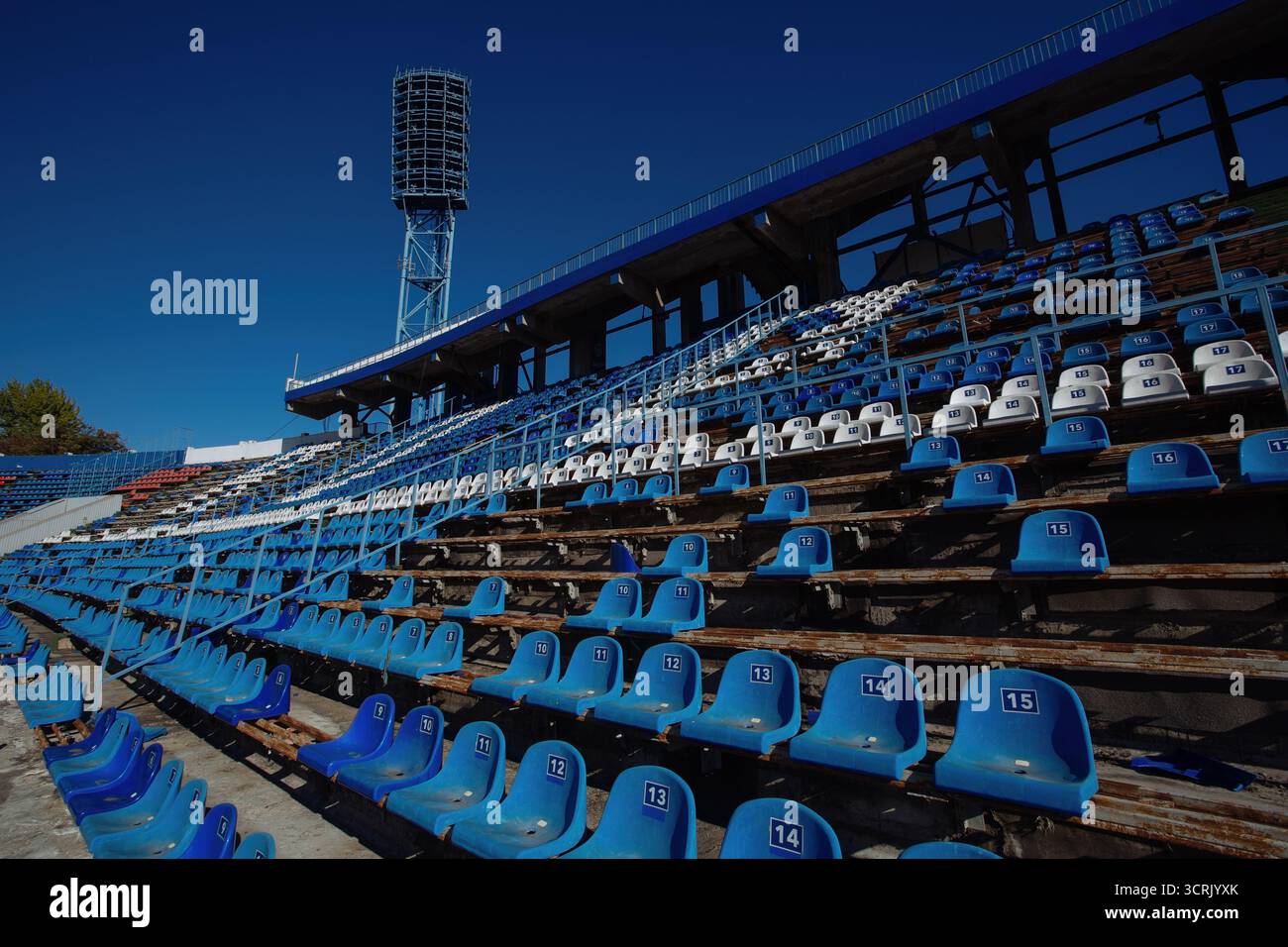 Old broken seats in abandoned Stadium Stock Photo - Alamy
