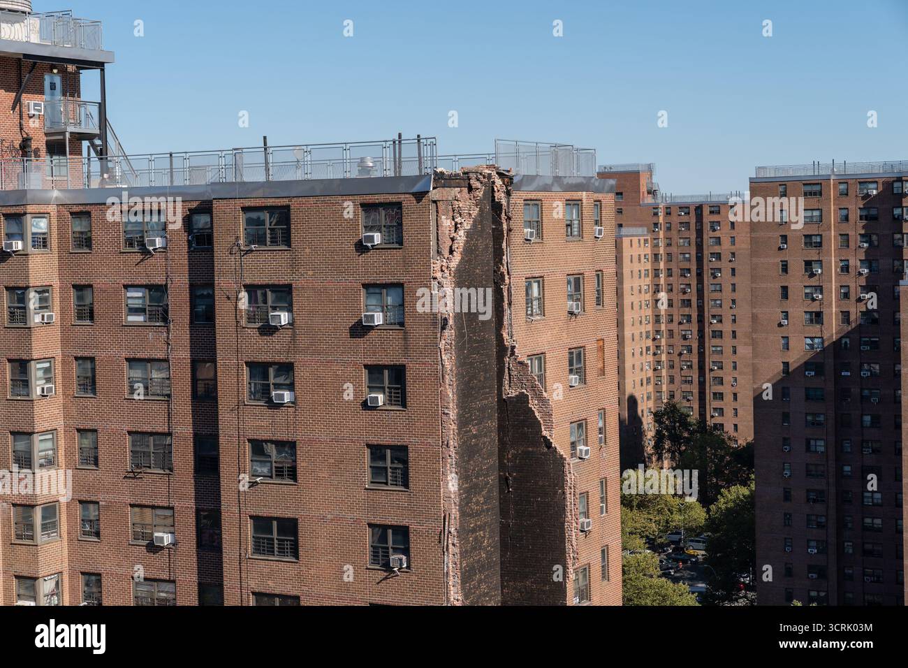 New York, NY, October 1, 2025: View of the partially collapsed 20 ...