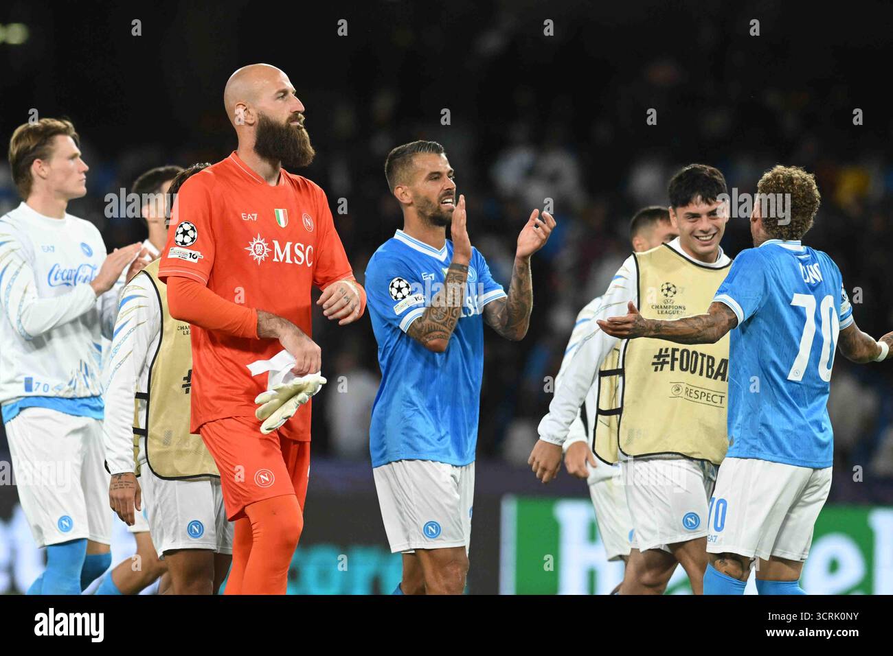 Napoli, Italy, 1 October SSC Napoli team celebrates the victory during ...