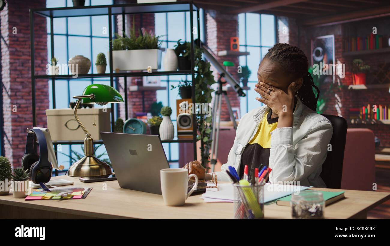 Tired teleworker yawning typing hi-res stock photography and images - Alamy