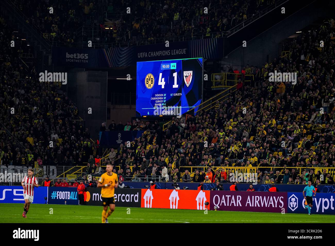 DORTMUND, GERMANY - OCTOBER 1: The scoreboard show the final result of ...