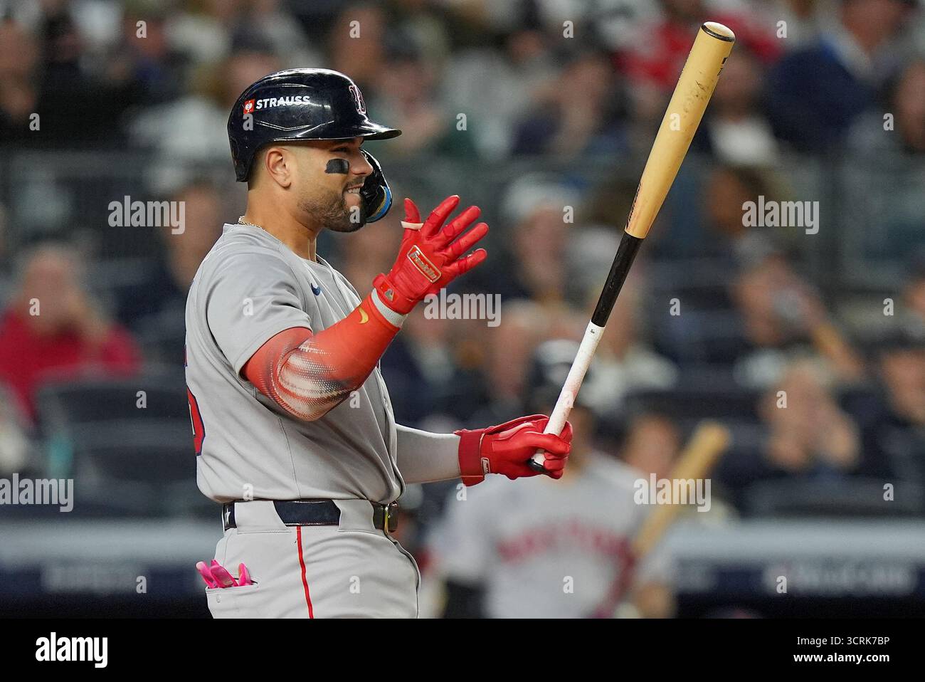 Boston Red Sox Carlos Narváez reacts after striking out against the New ...