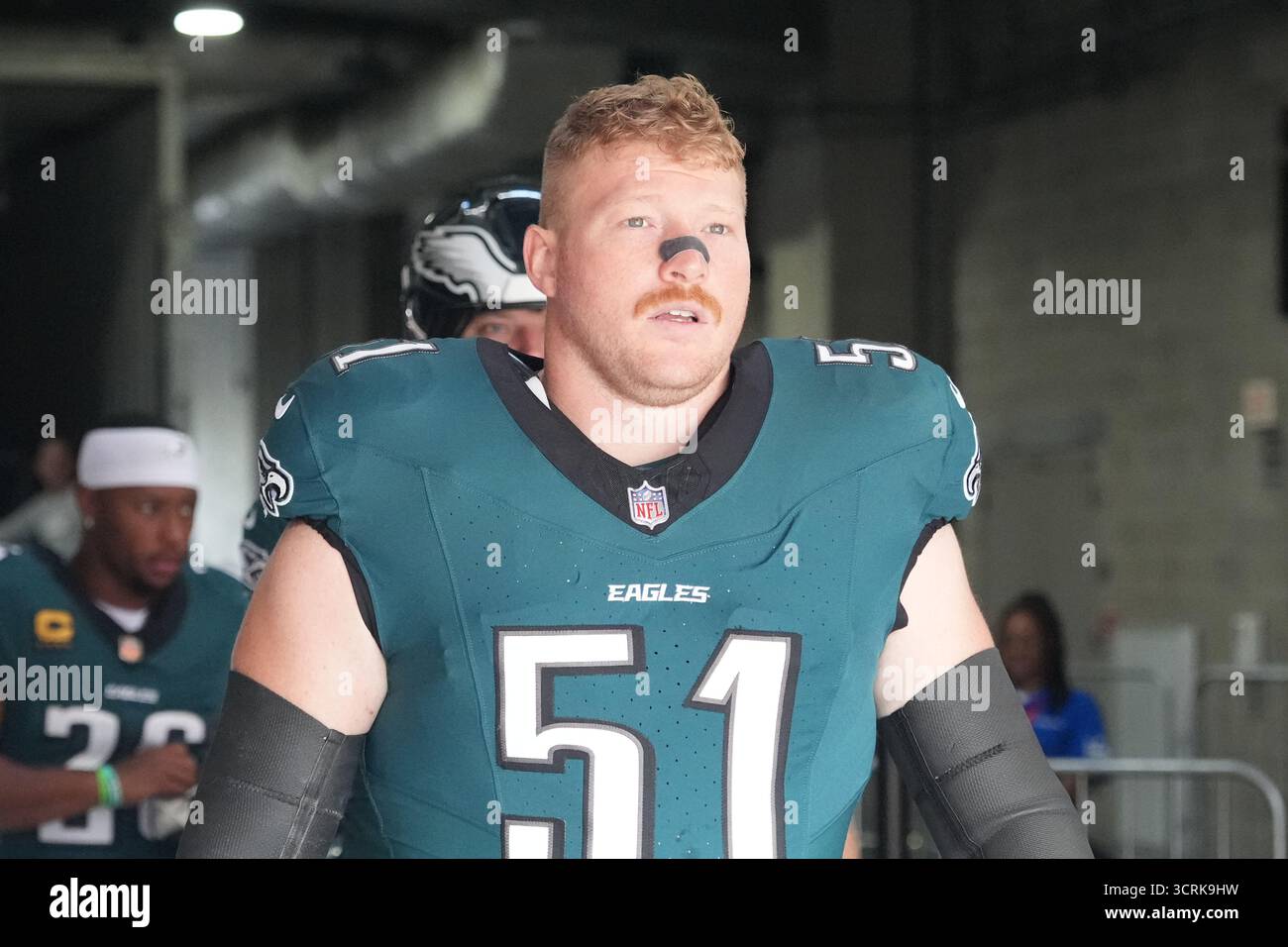 Philadelphia Eagles center Cam Jurgens (51) takes the field before an ...