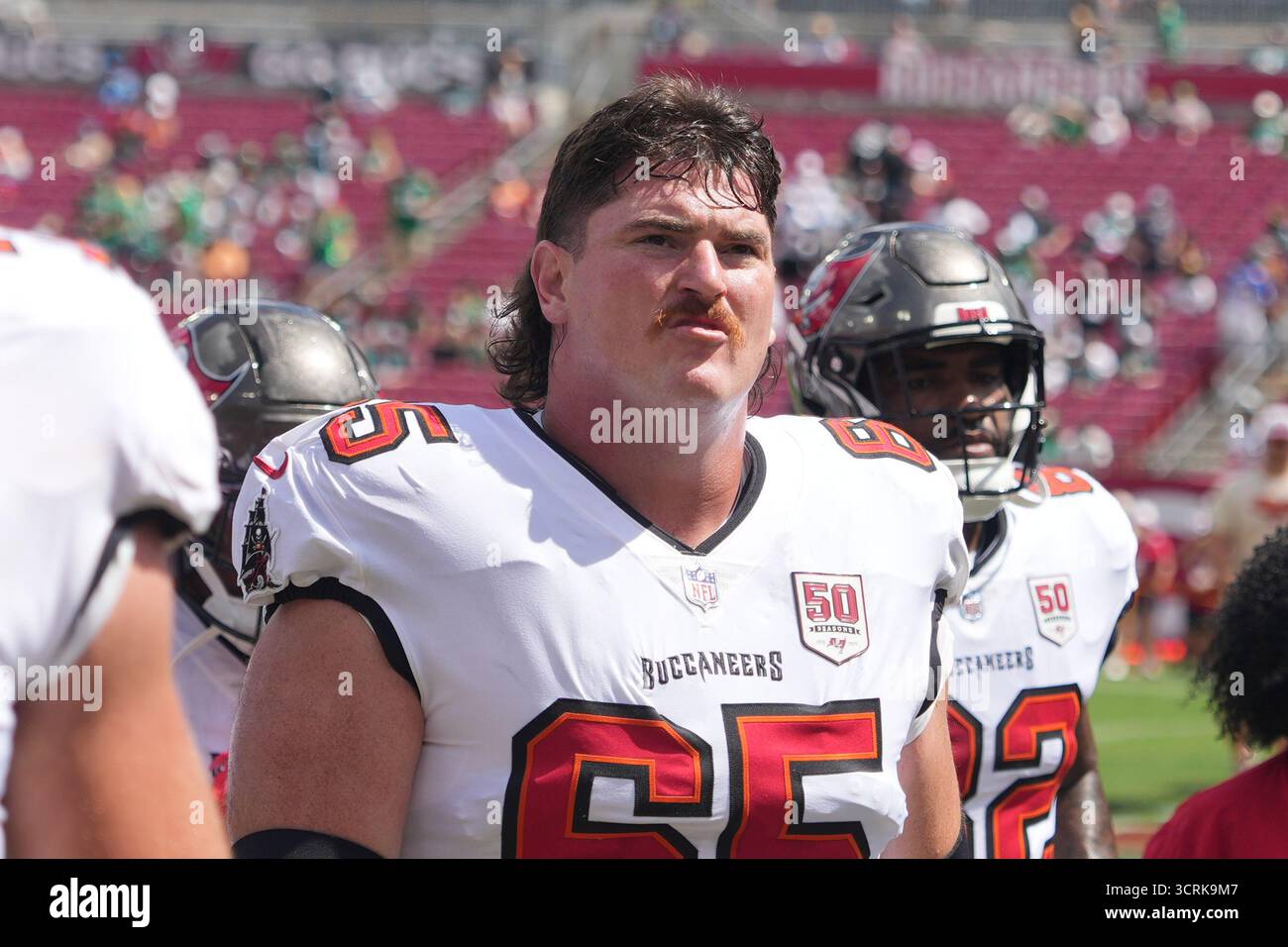 Tampa Bay Buccaneers guard Dan Feeney (65) goes to the locker room following pregame warmups ...