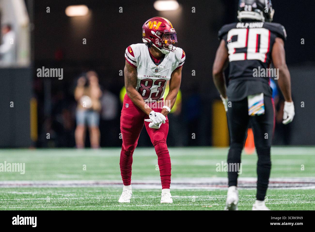 Washington Commanders wide receiver Jaylin Lane (83) lines up during ...