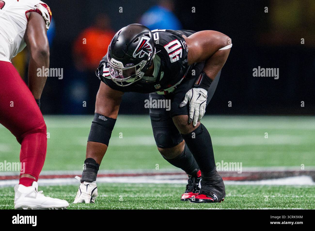 Atlanta Falcons defensive tackle David Onyemata (90) lines up during ...