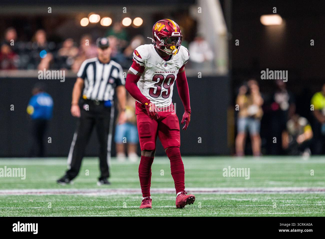 Washington Commanders safety Jeremy Reaves (39) lines up during the ...