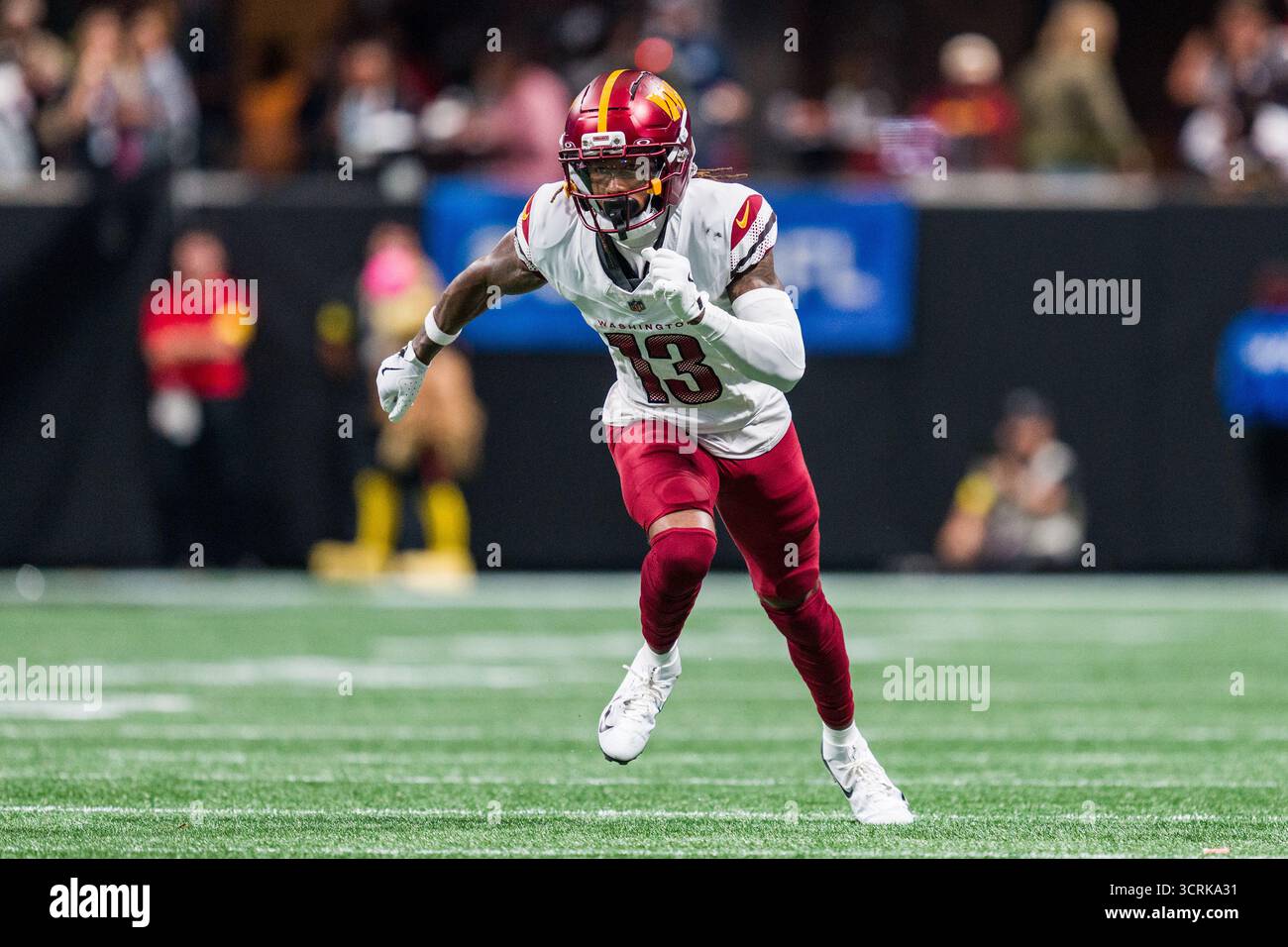 Washington Commanders wide receiver Tay Martin (13) works during the ...