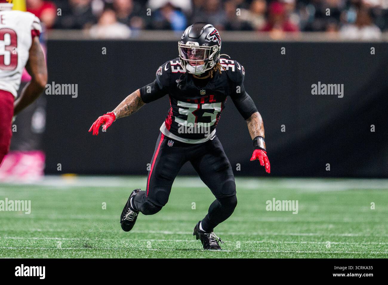 Atlanta Falcons safety Billy Bowman Jr. (33) works during the second ...