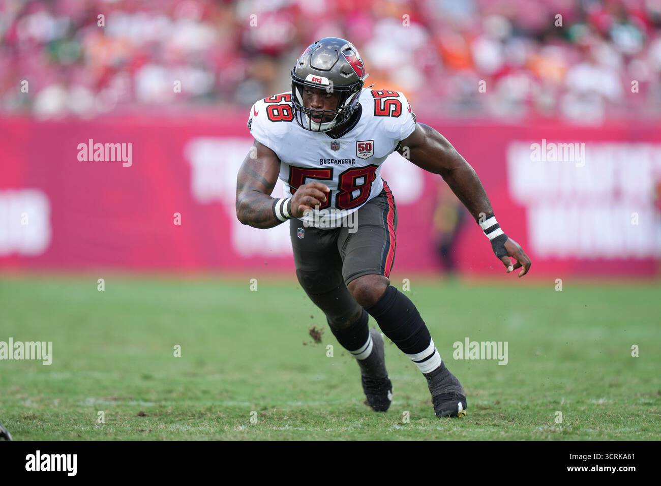 Tampa Bay Buccaneers linebacker Markees Watts (58) rushes the passer ...