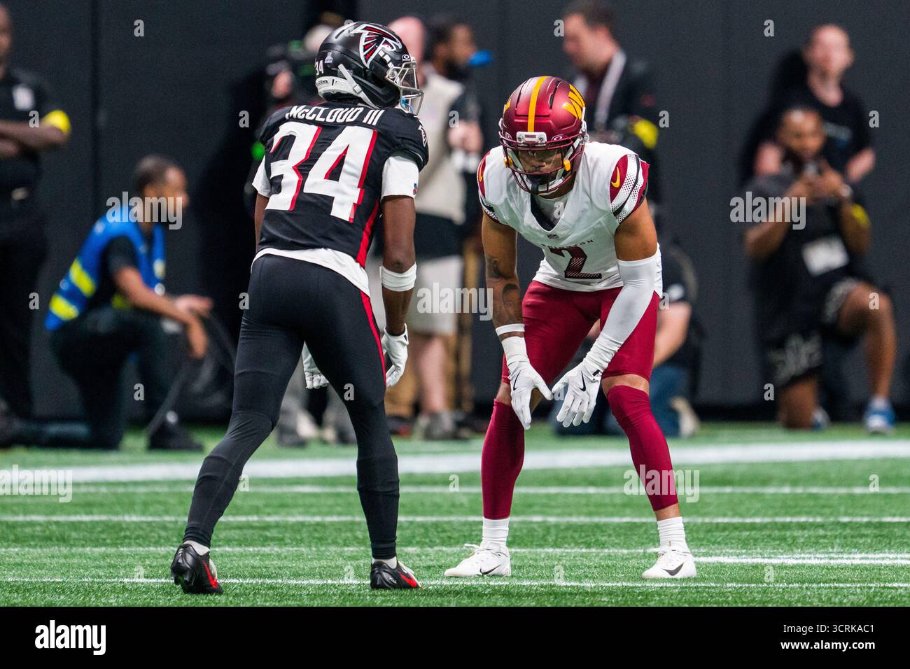Washington Commanders cornerback Marshon Lattimore (2) lines up across ...