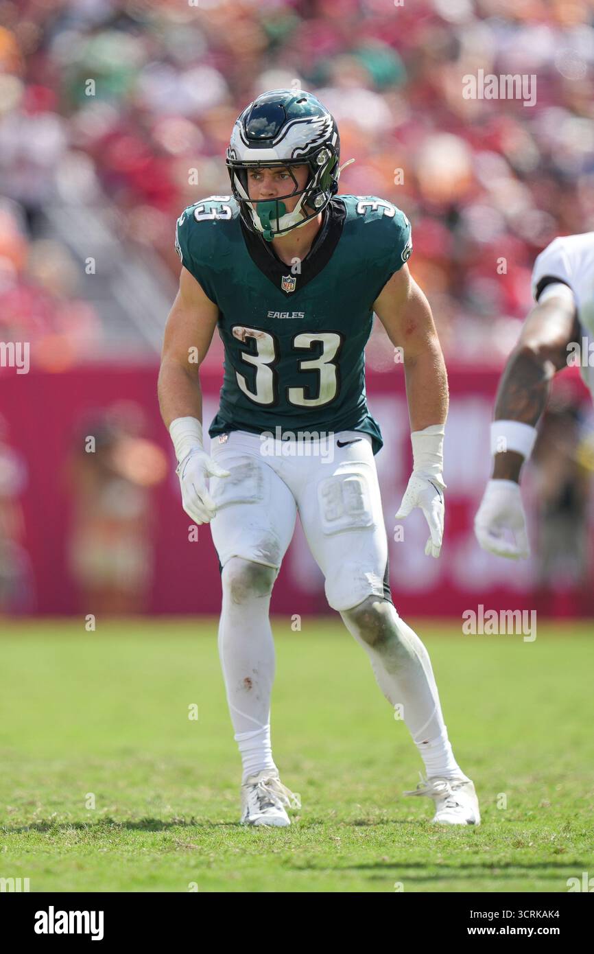 Philadelphia Eagles cornerback Cooper Dejean (33) defendss near the ...