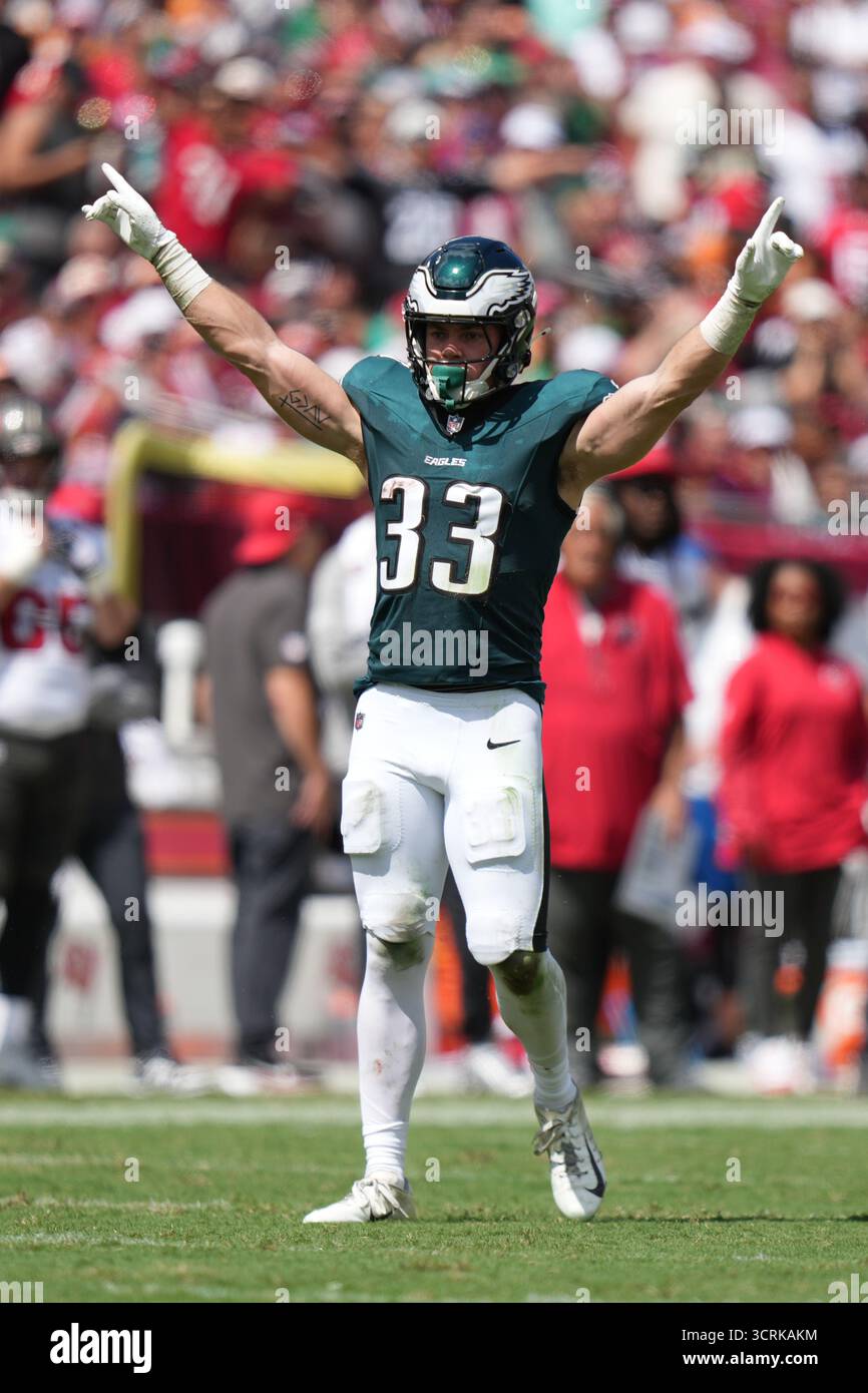Philadelphia Eagles cornerback Cooper Dejean (33) celebrated after a ...
