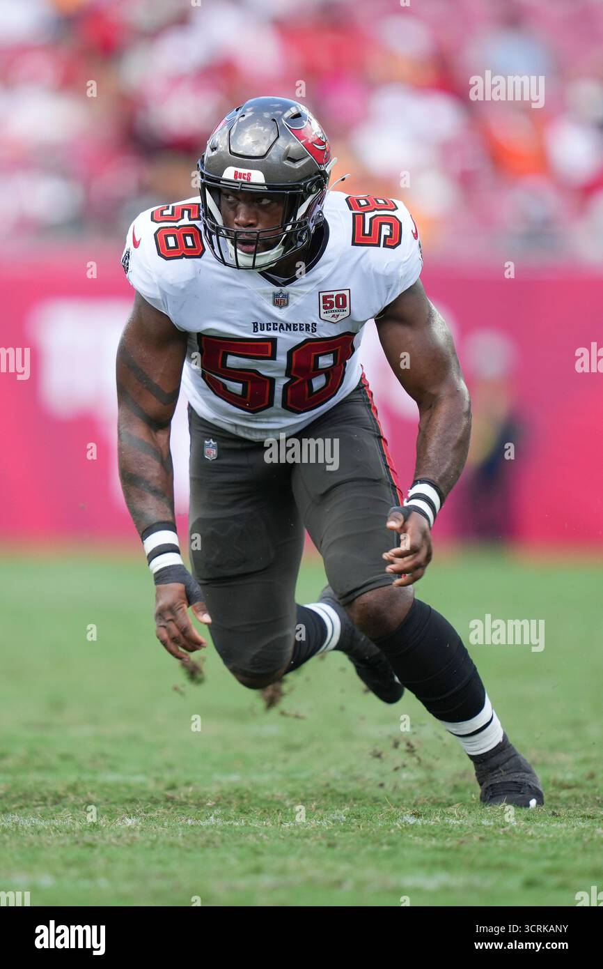 Tampa Bay Buccaneers linebacker Markees Watts (58) rushes the passer ...
