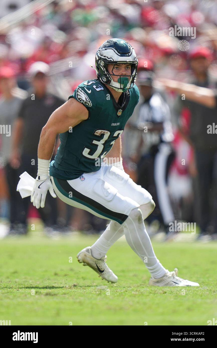 Philadelphia Eagles cornerback Cooper Dejean (33) defendss near the ...