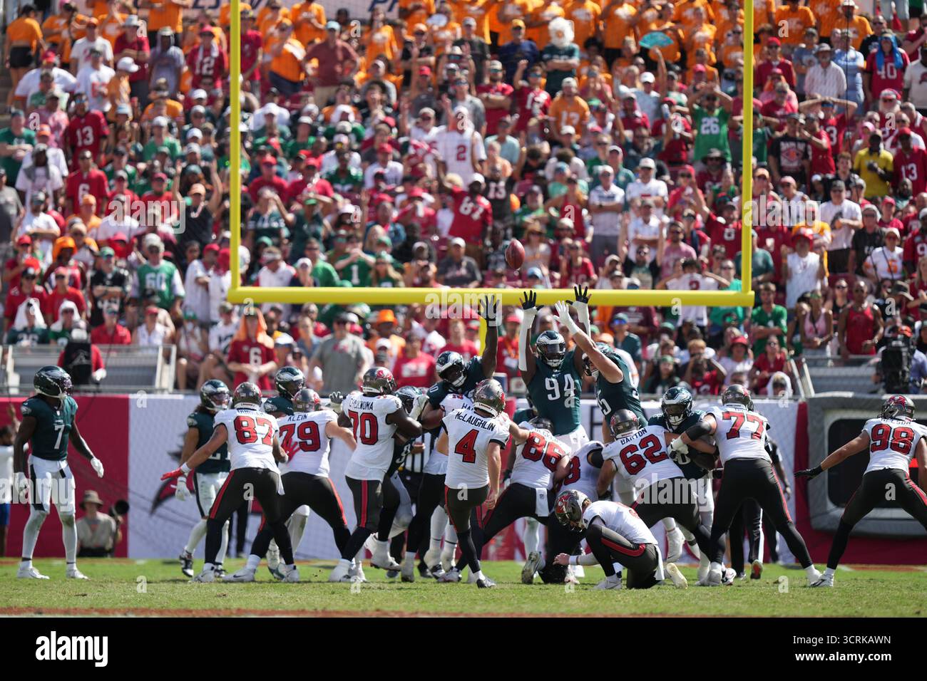 Tampa Bay Buccaneers kicker Chase McLaughlin (4) converts a kick ...