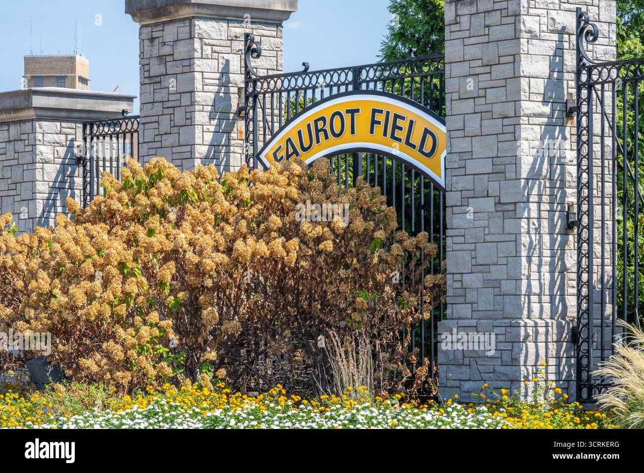 Sign for Faurot Field in Memorial Stadium at the University of Missouri ...