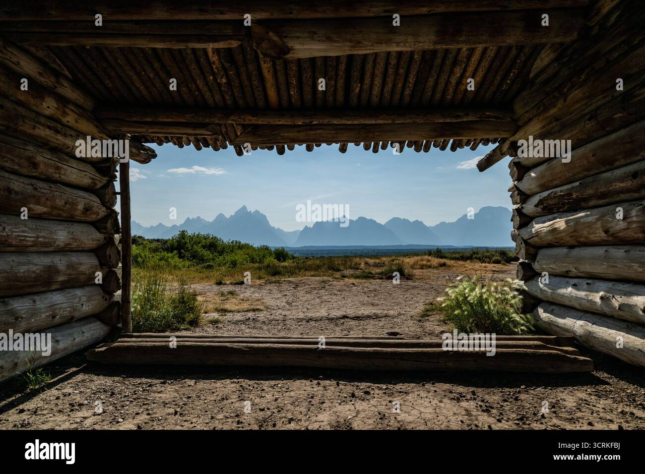 Log Walls and Ceiling Of Cunningham Cabin Frame Grand Teton Mountain ...