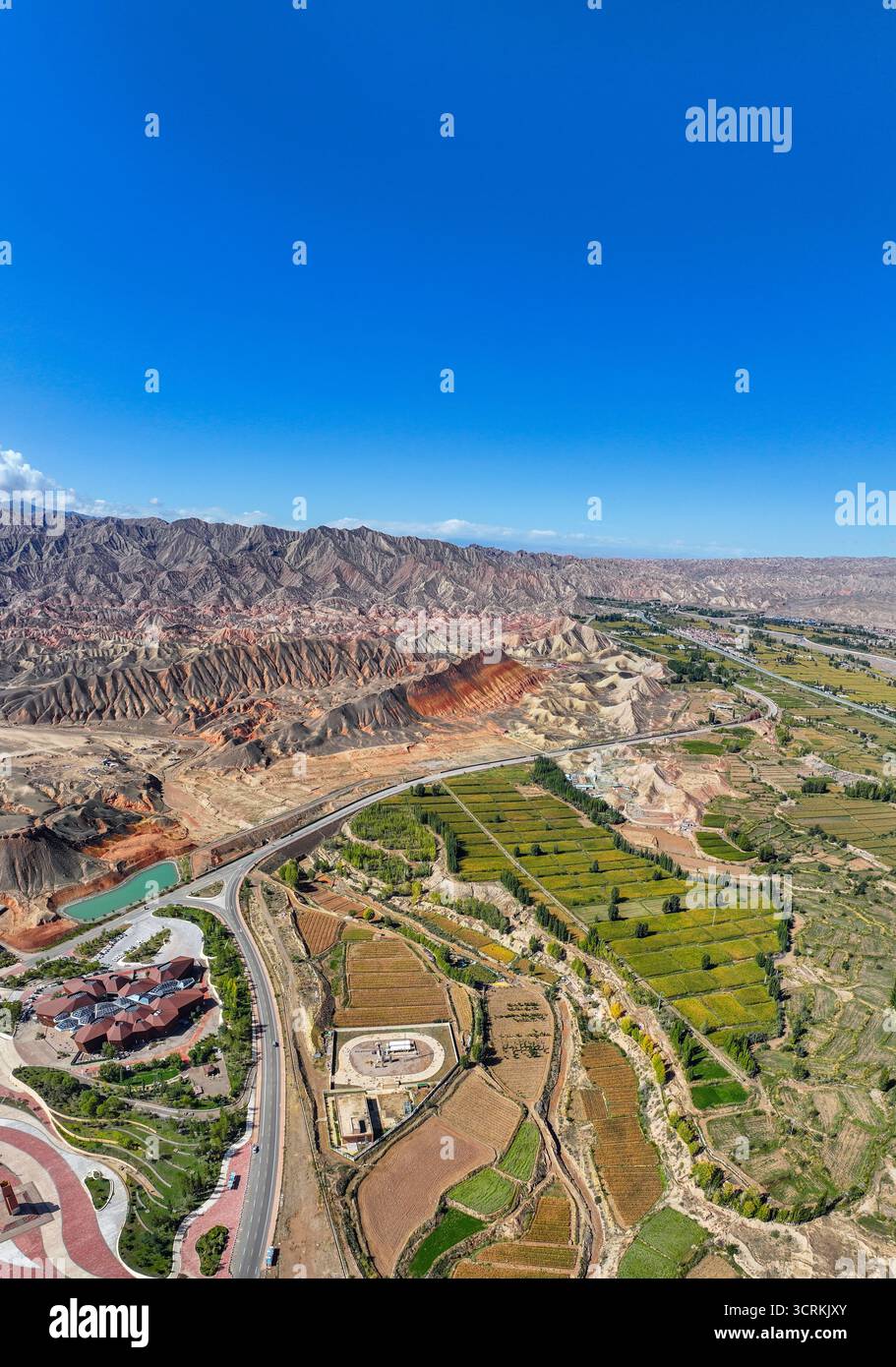 Aerial photography of the Rainbow Danxia Scenic Area in Zhangye City ...