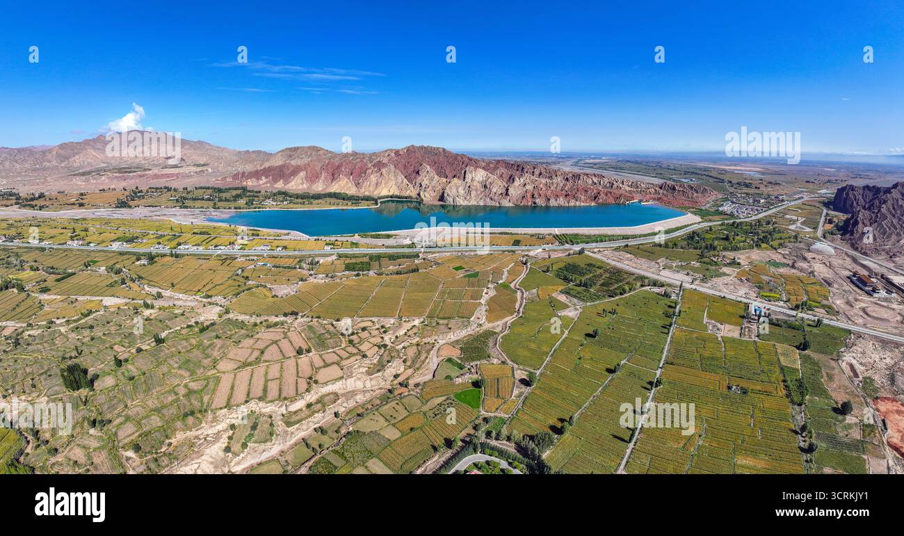 Aerial photography of the Rainbow Danxia Scenic Area in Zhangye City ...